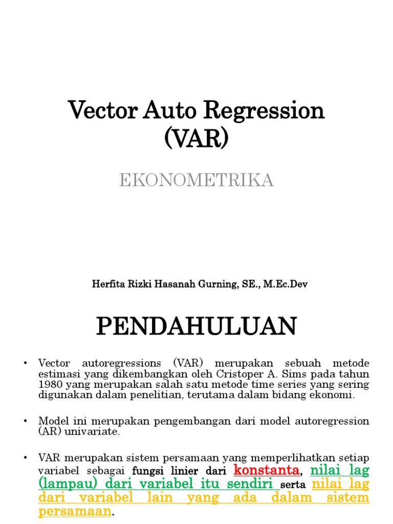4.vector Auto Regression (VAR) | PDF | Metode & Bahan Ajar