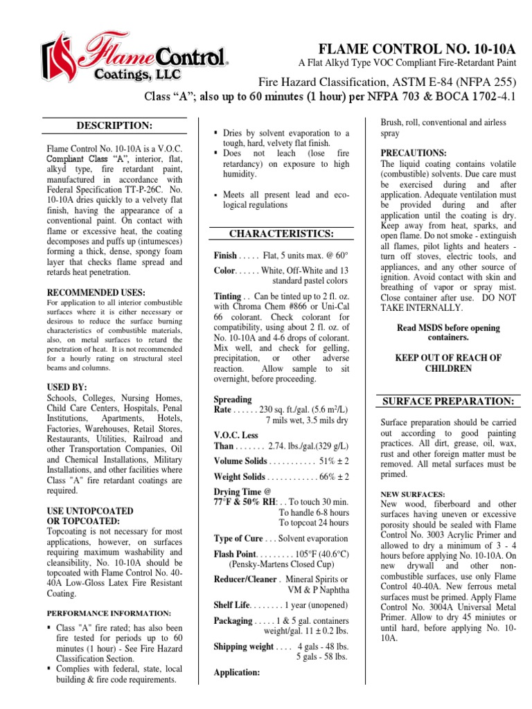 Fire Hazard Classification, ASTM E-84 (NFPA 255) Class "A" Also Up To ...