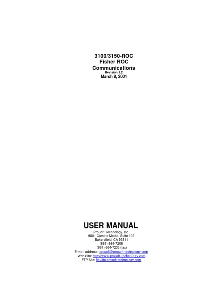 User Manual: 3100/3150-ROC Fisher ROC Communications | PDF ...