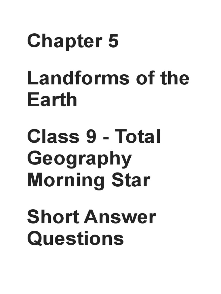Landforms of The Earth Class 9 - Total Geography Morning Star Short ...