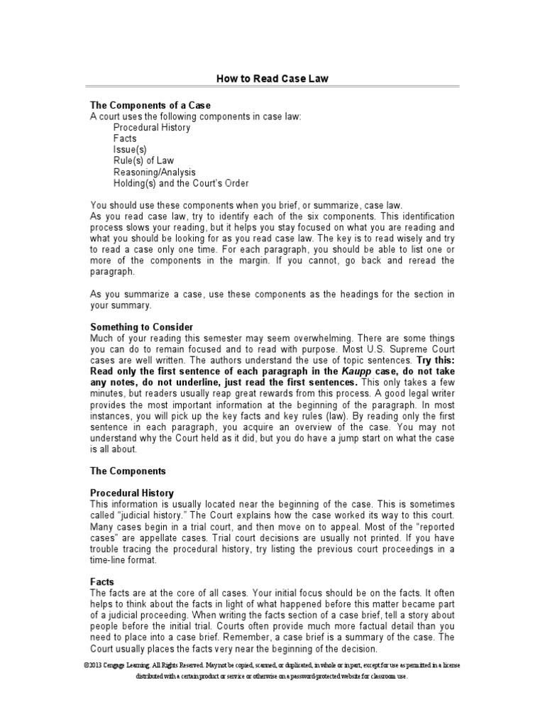 Reading A Case | PDF | Case Law | Brief (Law)