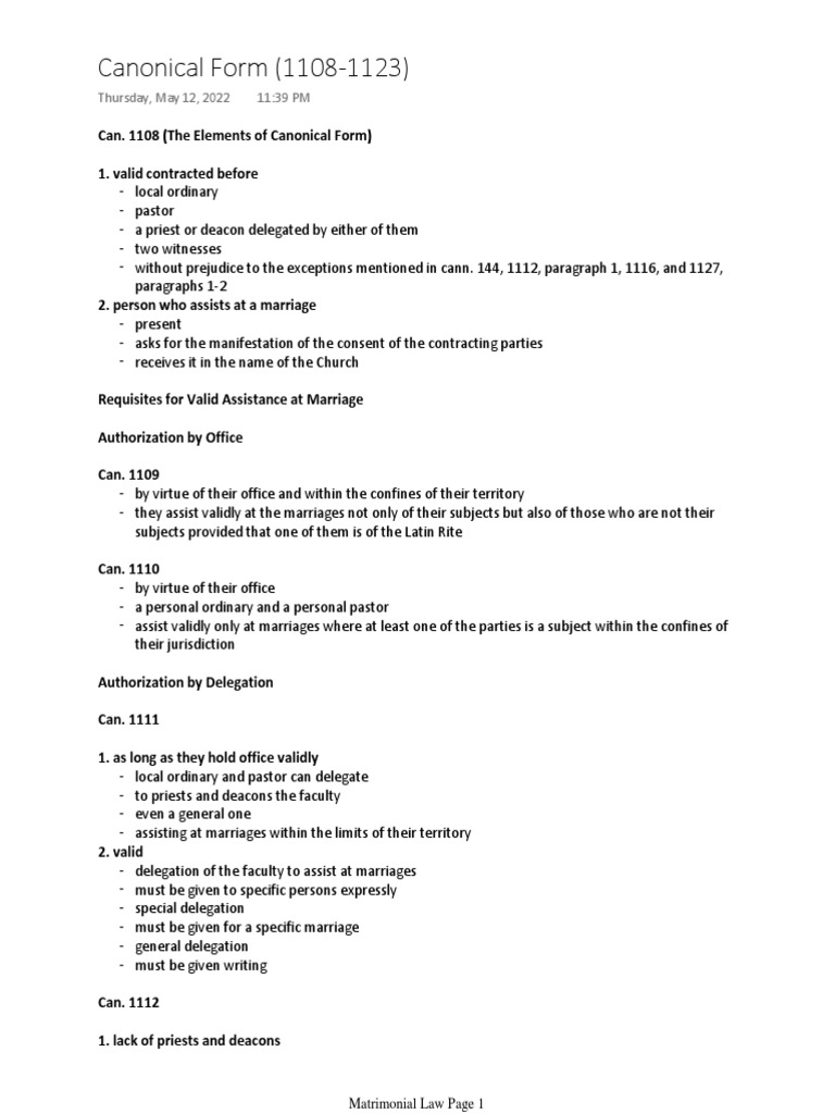 Canonical Marriage Guidelines | PDF | Marriage | Bishop