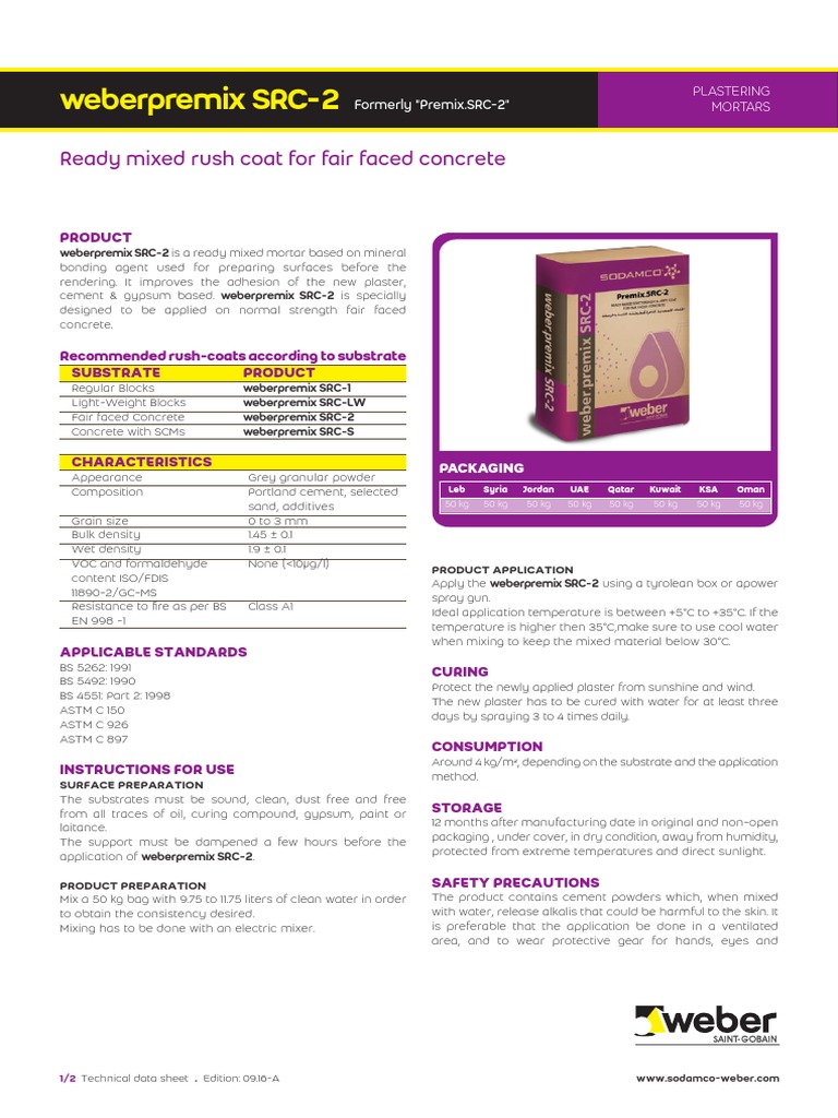 Premix SRC-2: Ready Mixed Rush Coat For Fair Faced Concrete | PDF ...