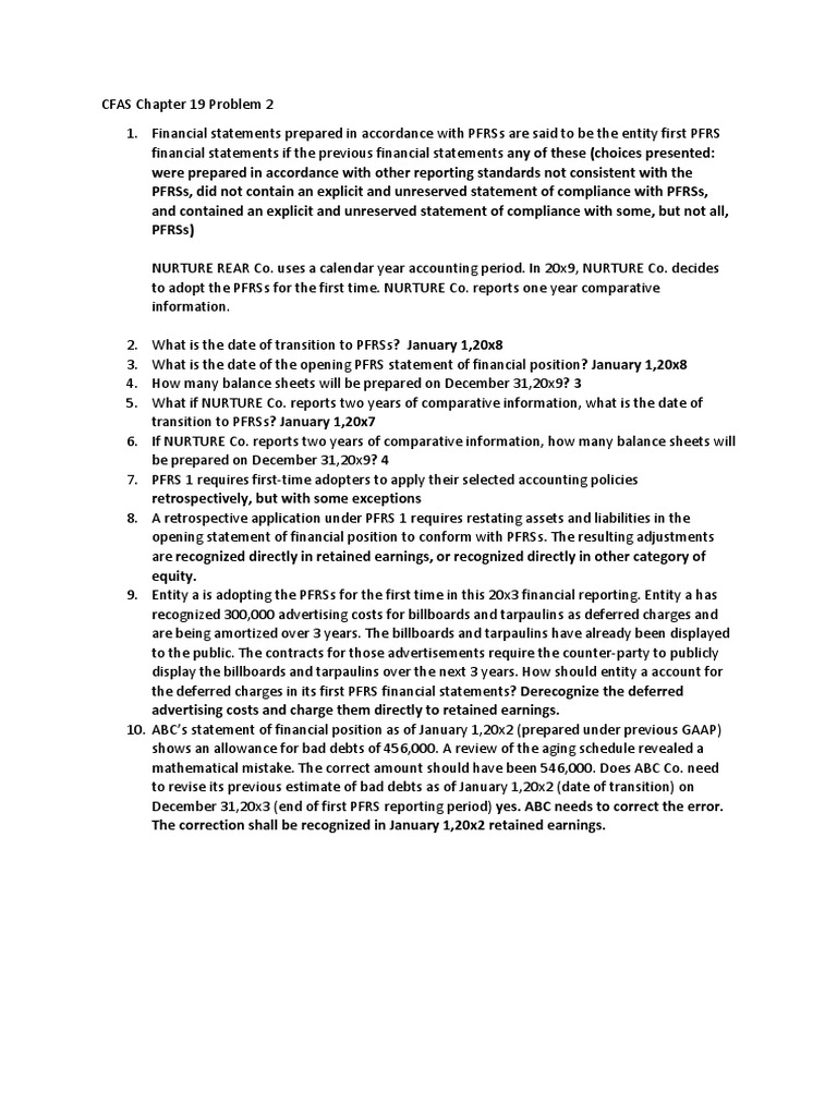 CFAS Chapter 19 Problem 2 | PDF | Balance Sheet | Financial Statement