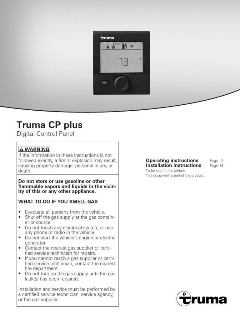 Truma CP Plus Digital Control Panel Installation Instructions | PDF ...