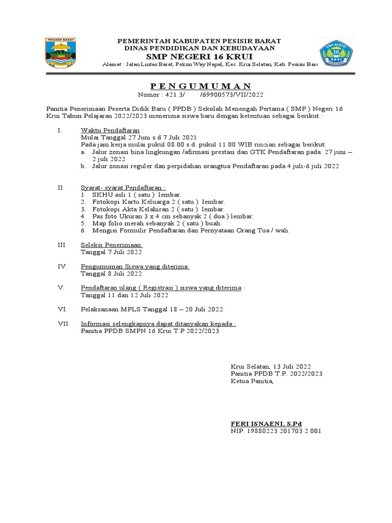 Laporan PPDB 2022-2023 | PDF