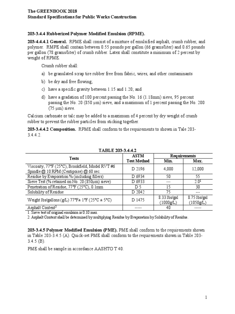 Tests Astm Test Method Requirements Min. Max | PDF