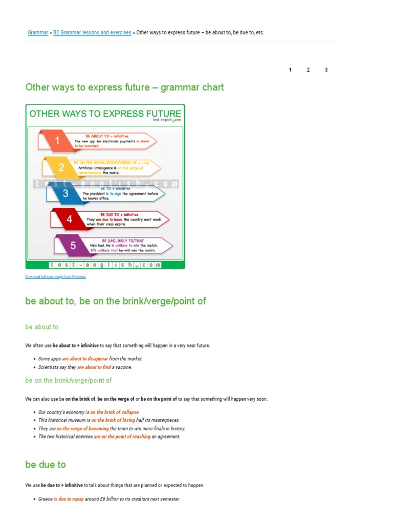 3-Other Ways To Express Future - Be About To, Be Due To, Etc. | PDF