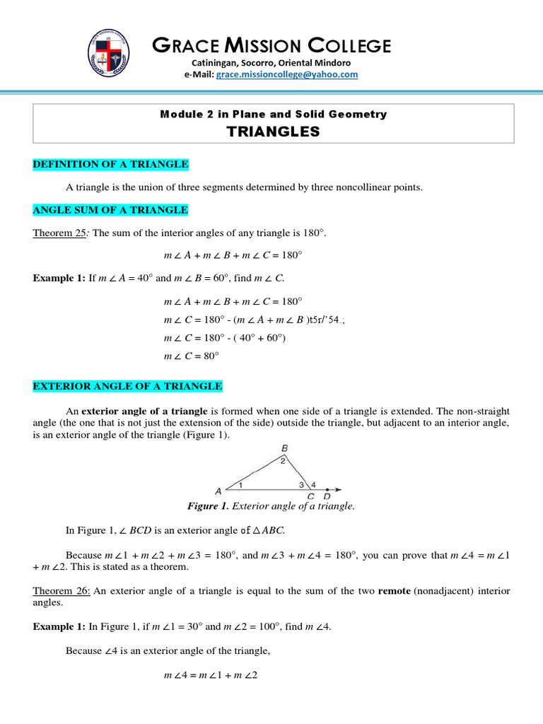 Plane and Solid Geometry Module 2 | PDF | Triangle | Triangle Geometry
