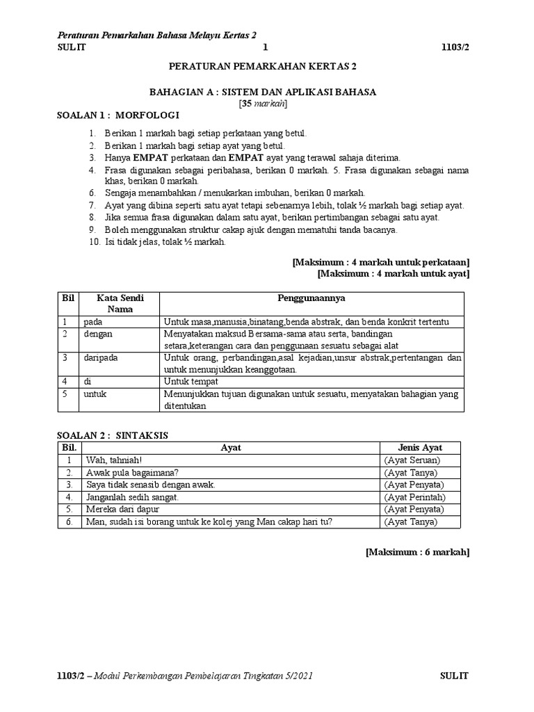 SKEMA PSPT BM K2 Ting.4 2022 | PDF