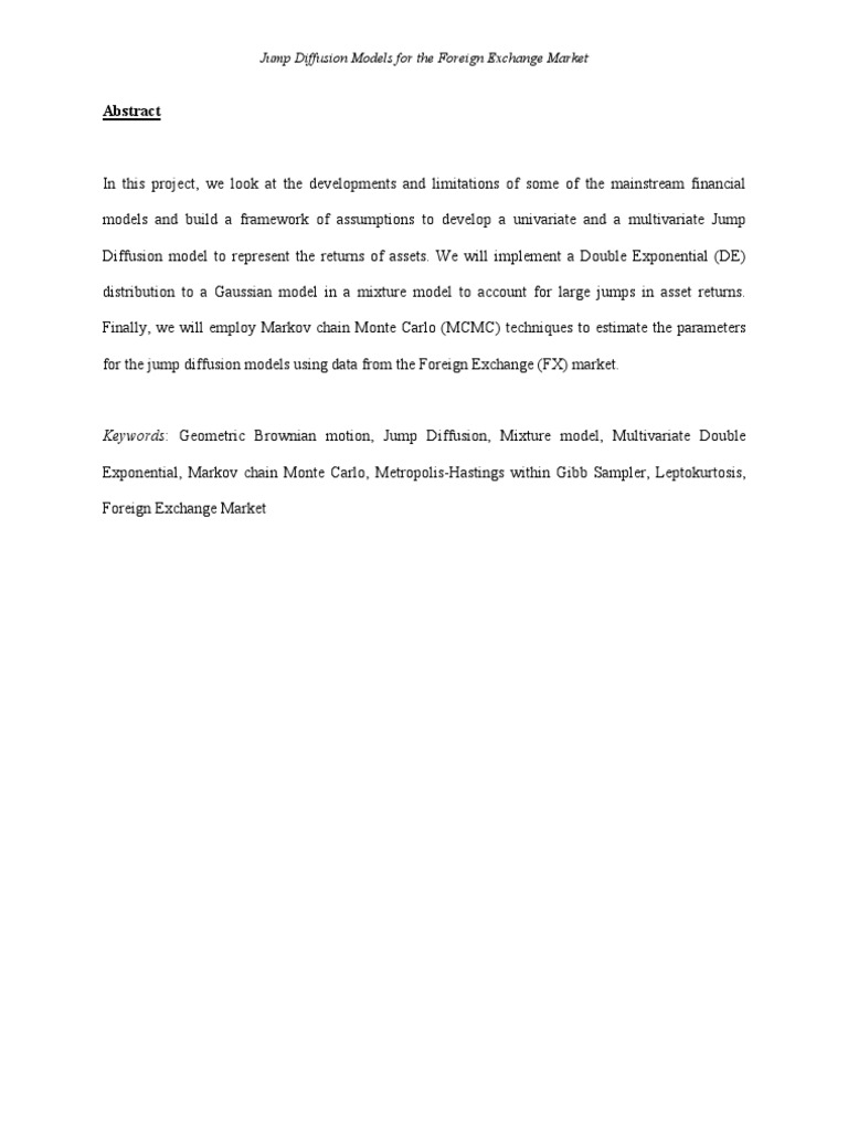 Multivariate Jump Diffusion Models For The Foreign Exchange Market | PDF | Capital Asset Pricing ...