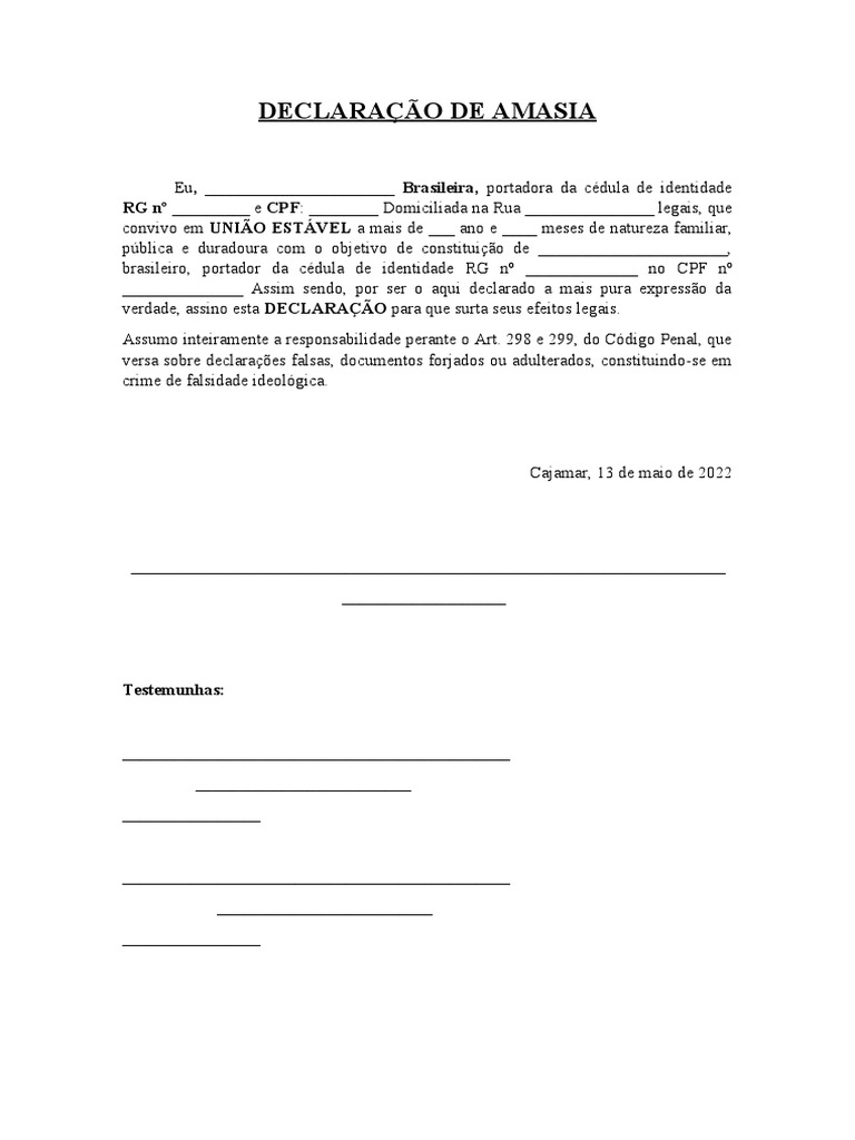 Declaração de Amasia | PDF