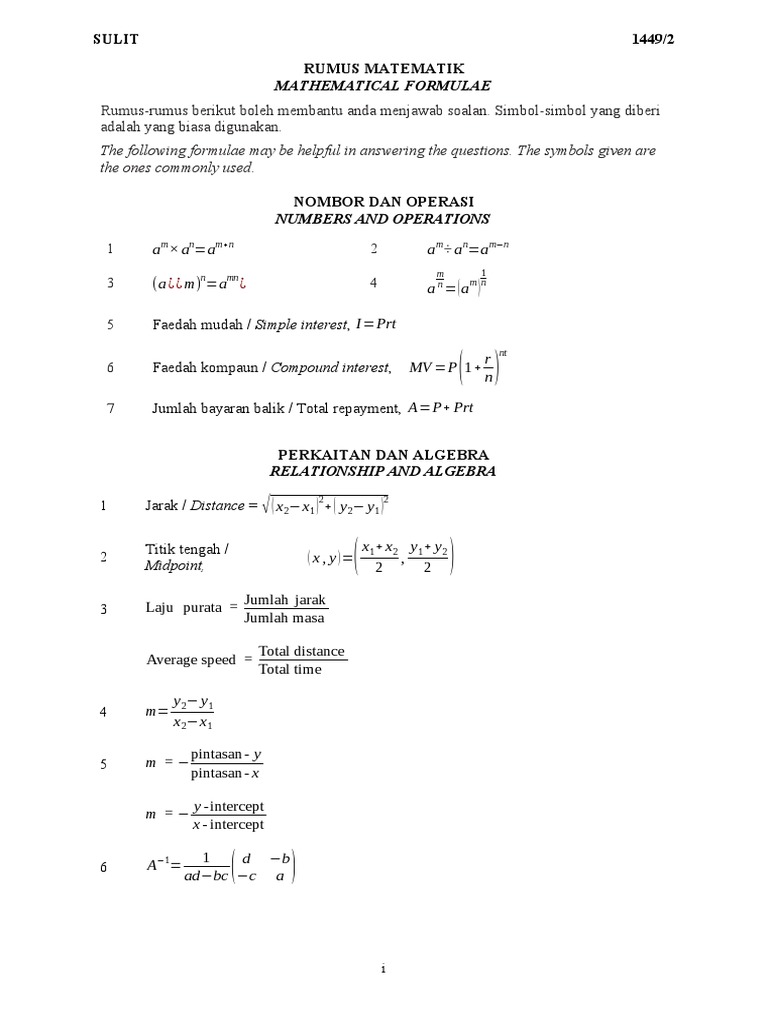 RUMUS MATEMATIK SPM kssm | PDF | Area | Elementary Mathematics