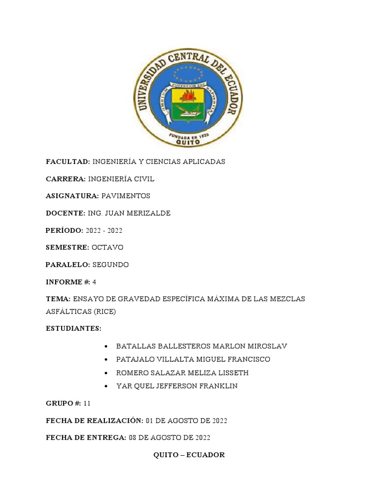 Ensayo RICE y ASTM D 2041 en Pavimentos | PDF | Densidad | Agua