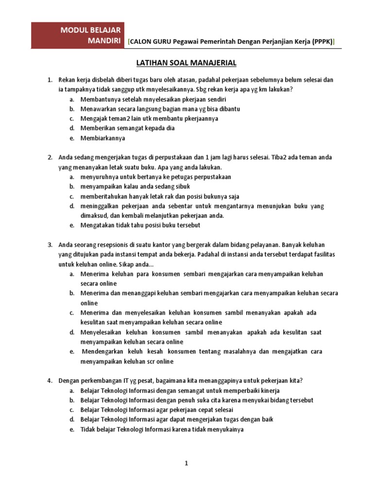Latihan Soal MANAJERIAL | PDF