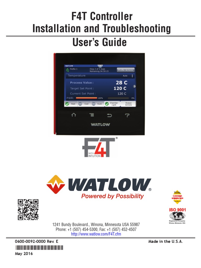 Watlow F4T Controller Installation and Troubleshooting User Guide | PDF ...