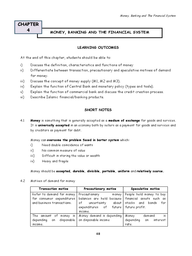 Answer Scheme TUTORIAL CHAPTER 4 | PDF | Money | Money Supply