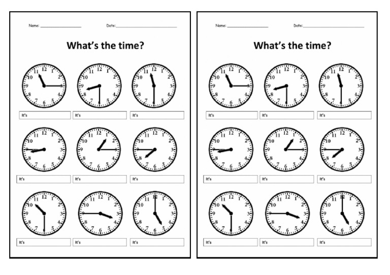 Time Worksheet | PDF