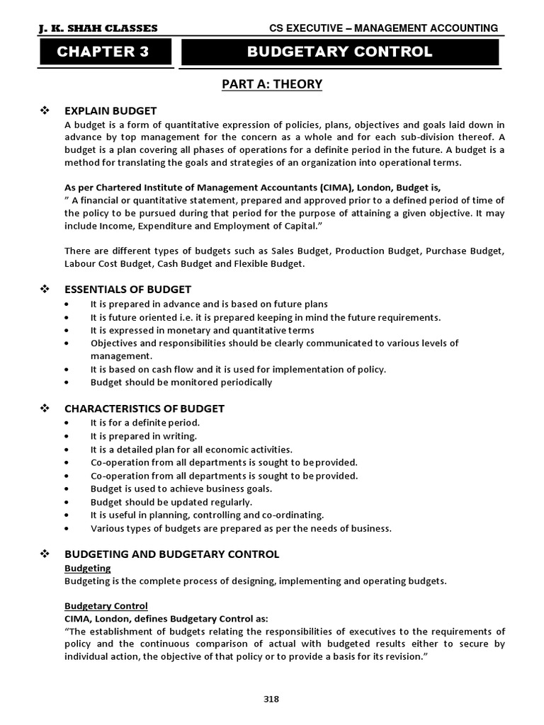 Budgetary Control: Part A: Theory | PDF | Budget | Economies