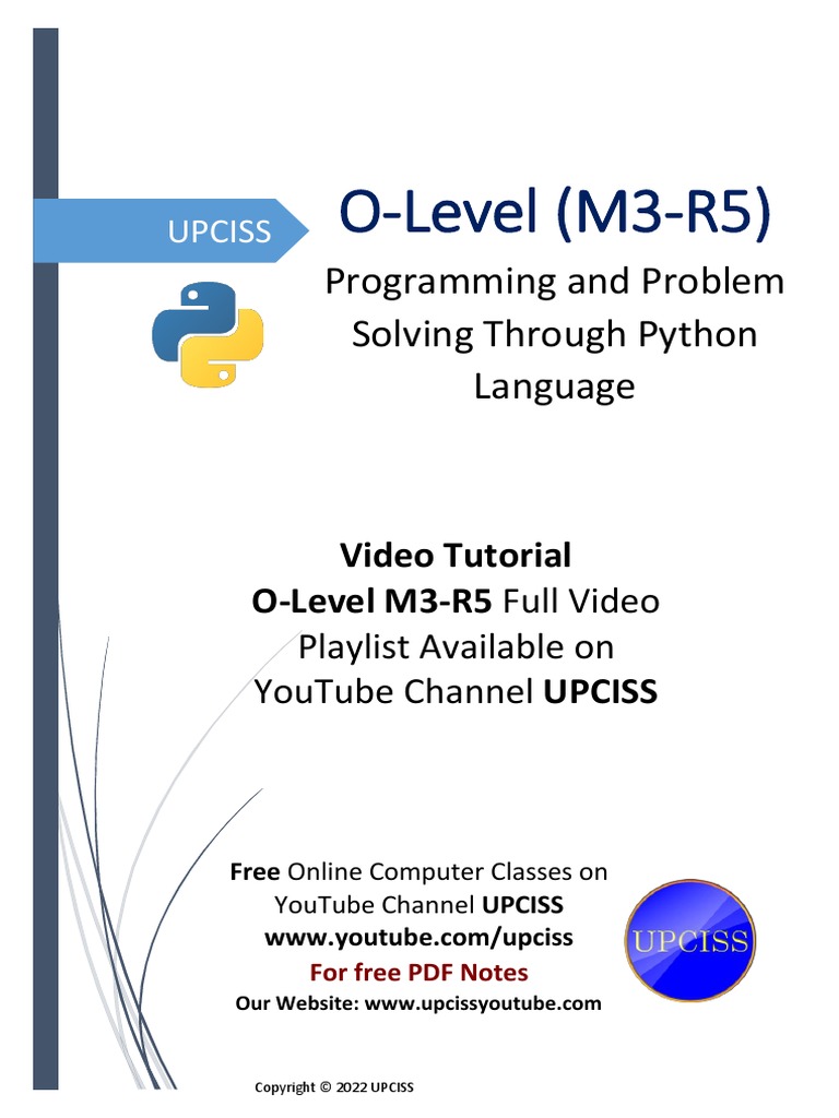 O-Level M3-R5 Python Download Free PDF Notes Upciss | PDF | Computer ...
