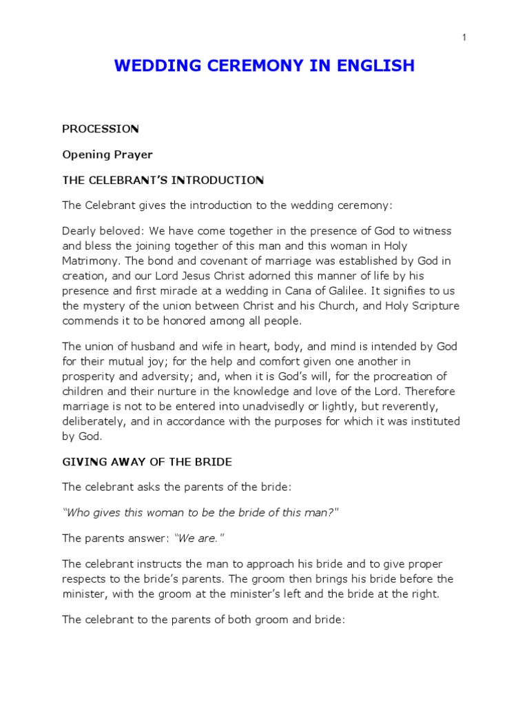 Wedding Ceremony Script | PDF | Wedding | Social Conventions