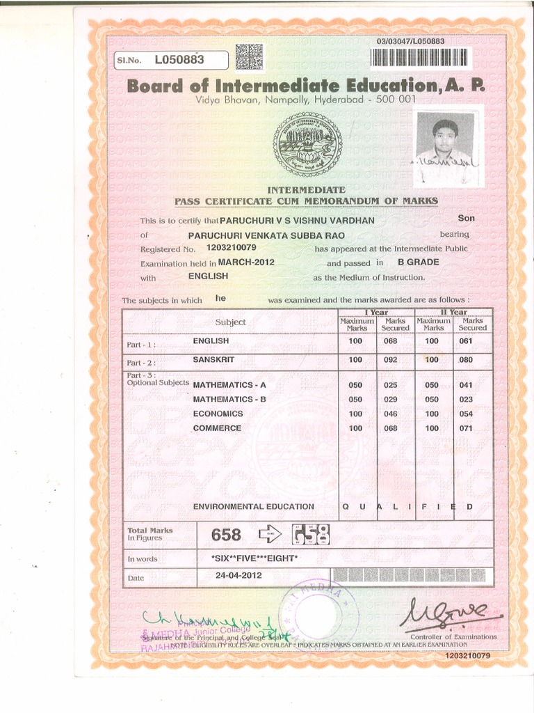My 12TH Mark Sheet | PDF