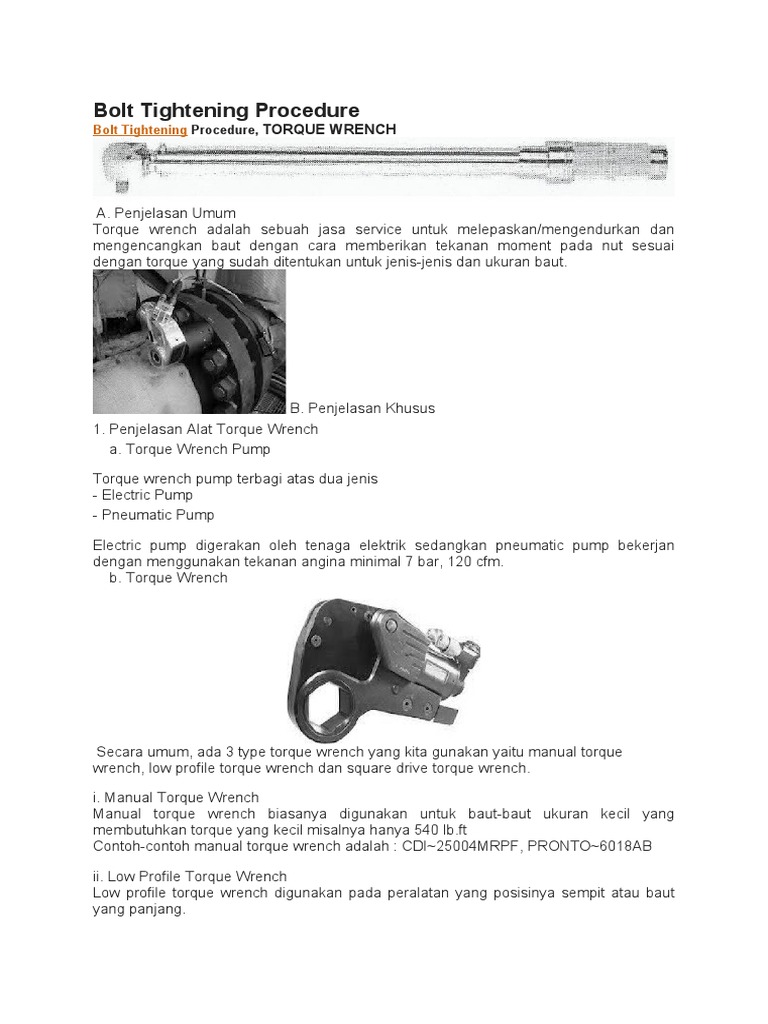Prosedur Pengencangan Baut dengan Torque | PDF