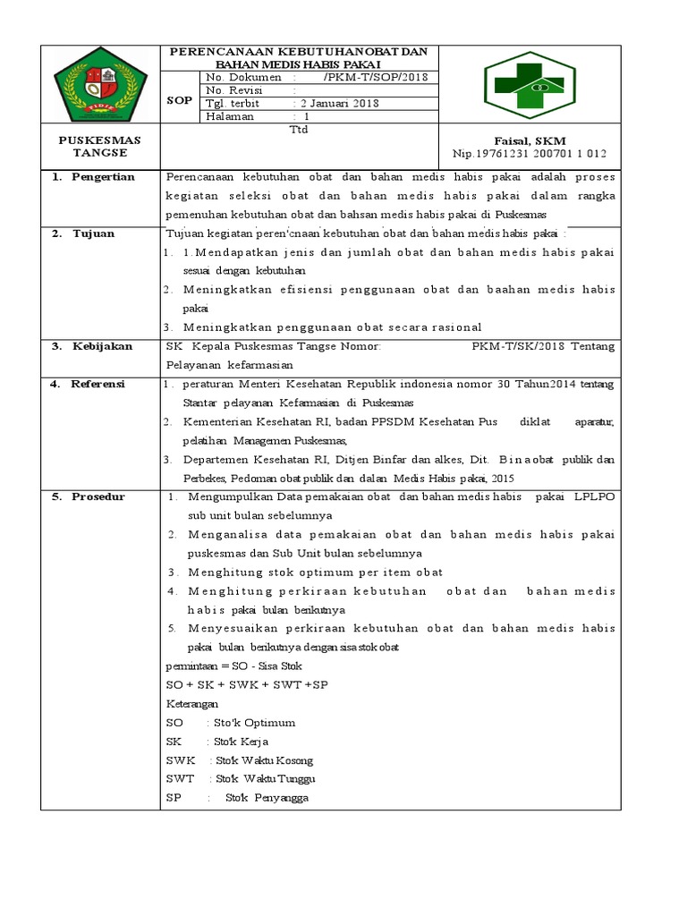 Sop 3.10.1 Perencanaan Kebutuhan BMHP | PDF | Pengembangan Diri | Kesehatan Holistik