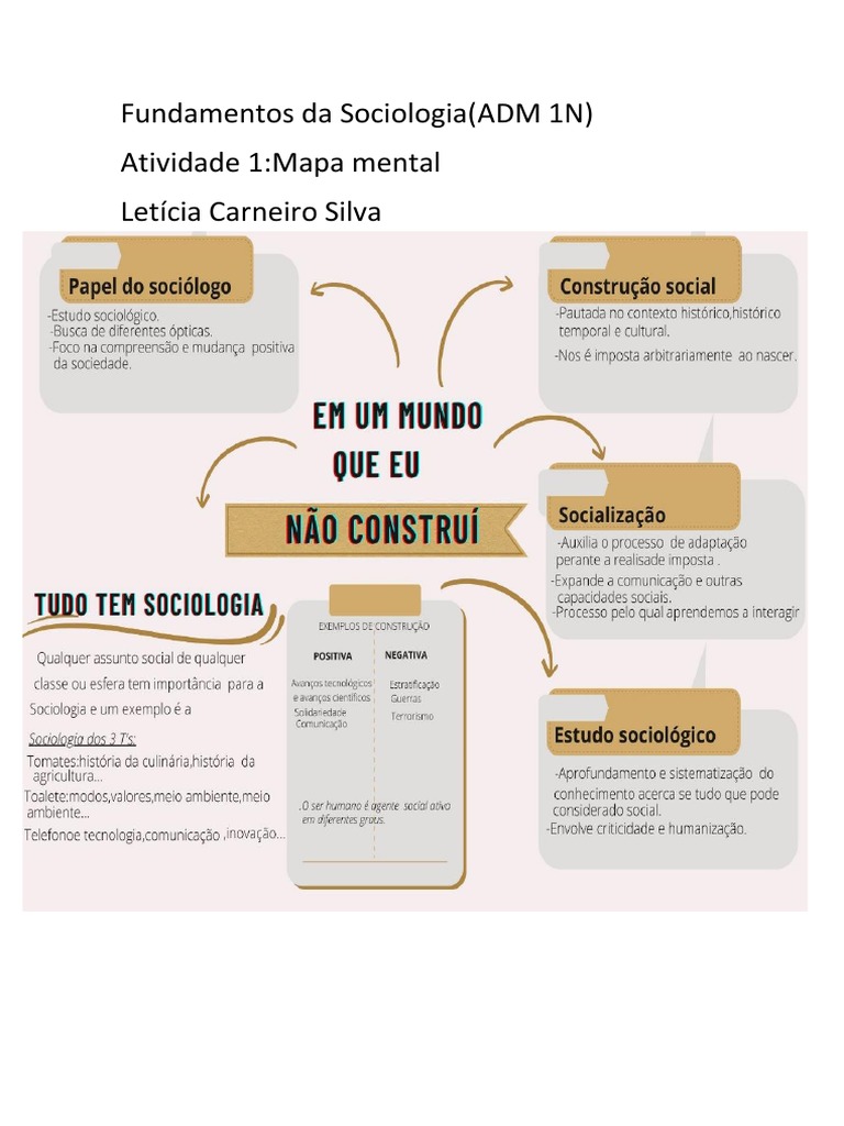 Mapa Mental Sobre Sociologia e Socialização | PDF