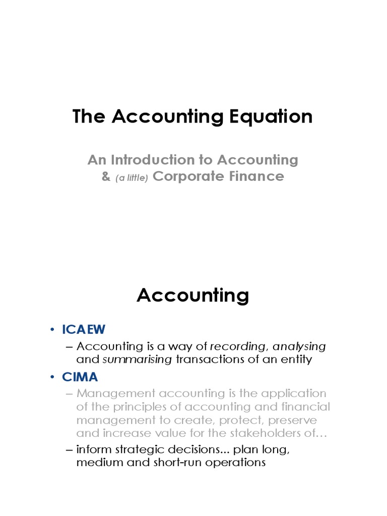 L1, Accounting Equation | PDF | Income Statement | Banks