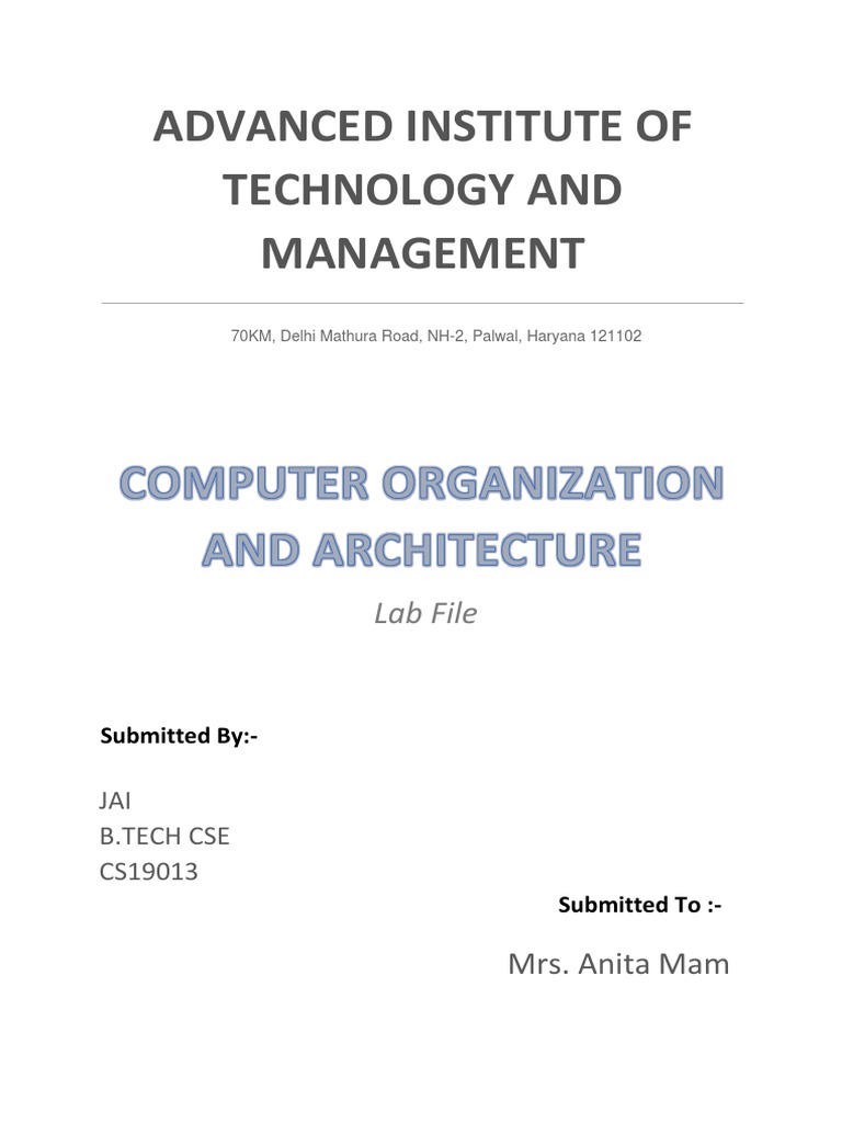 COA Practical File | PDF | Random Access Memory | Central Processing Unit
