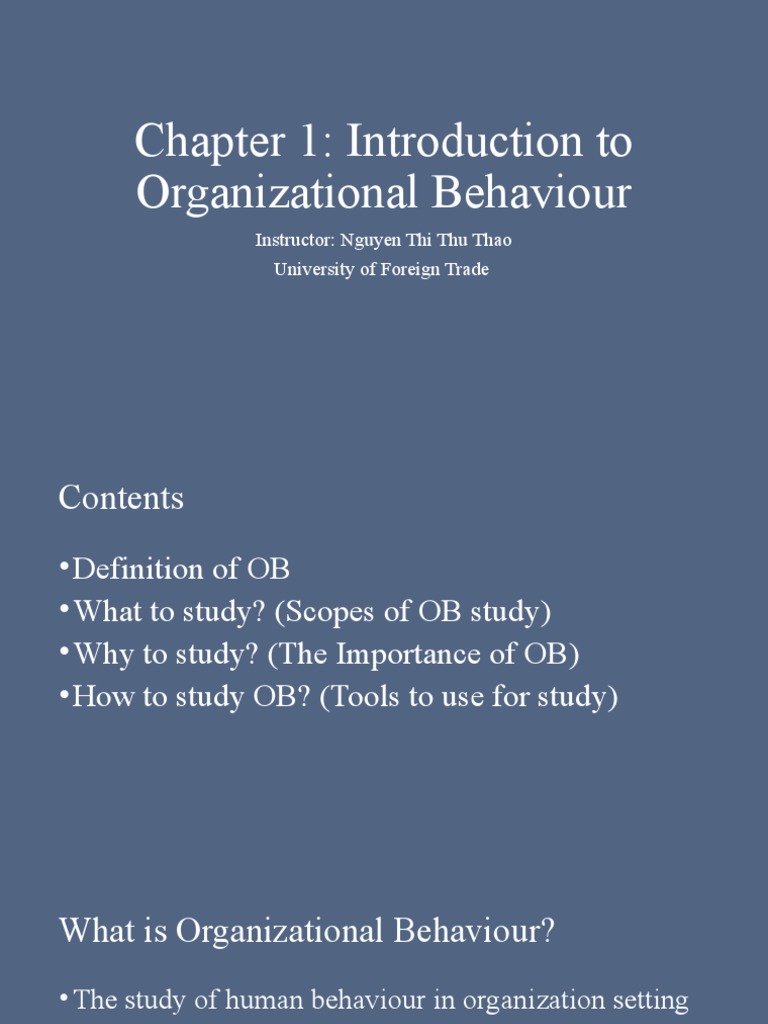 Chapter 1: Organizational Behavior | PDF