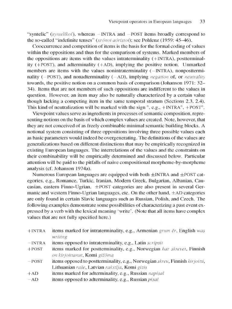 Viewpoint Operators in European Languages | PDF | Grammatical Tense ...