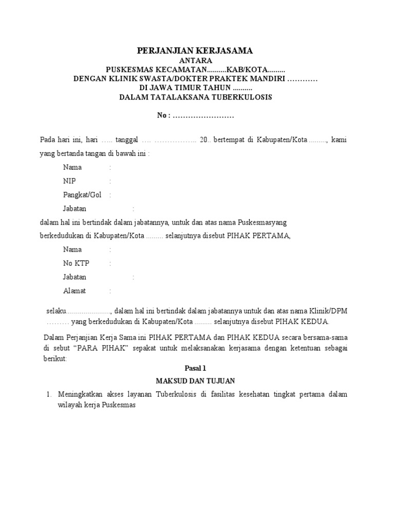 Draft MoU Program TB - JATIM | PDF