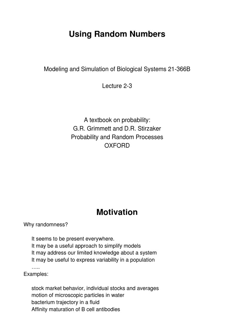 Modeling Biological Systems Using Random Numbers Pdf Eigenvalues And Eigenvectors Matrix 9859
