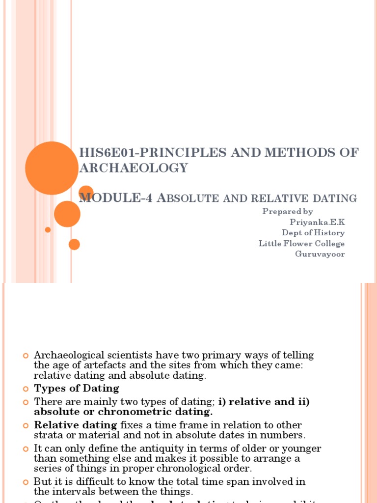 His6E01-Principles and Methods of Archaeology Module-4 A: Bsolute and ...