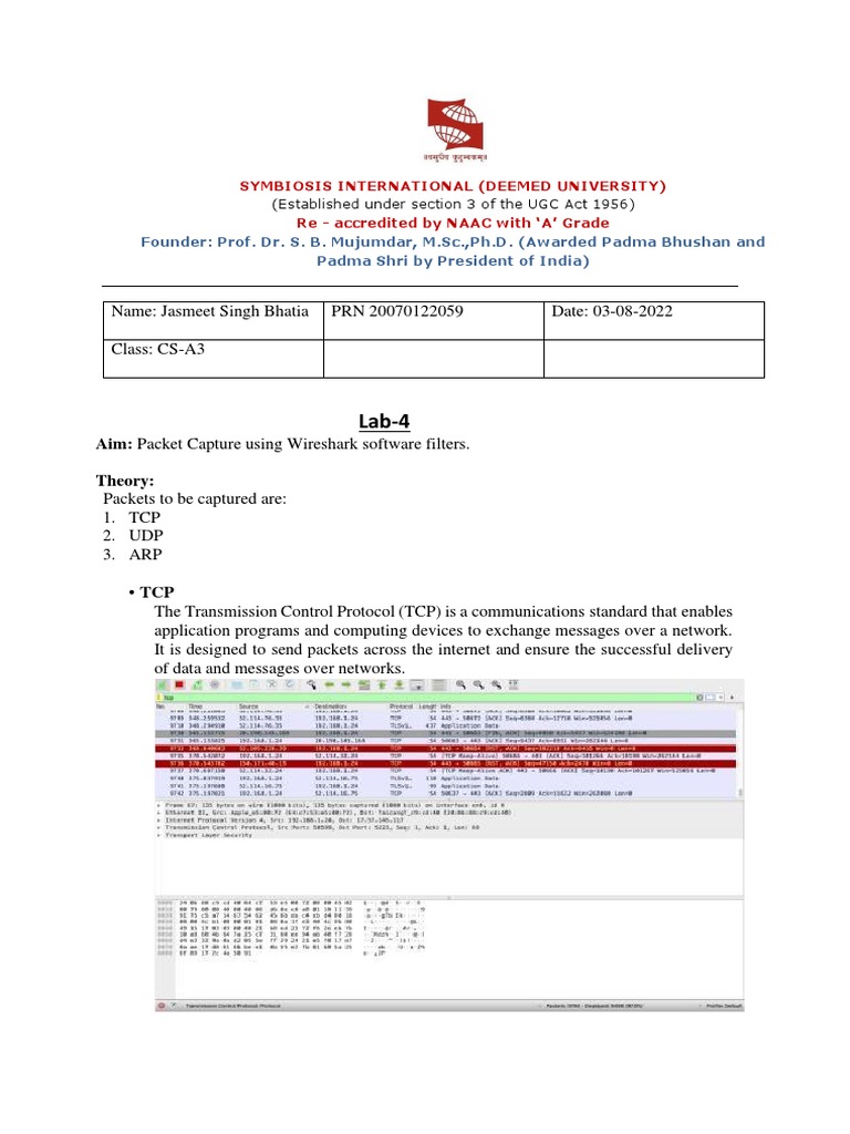 Aim: Packet Capture Using Wireshark Software Filters. Theory | PDF ...