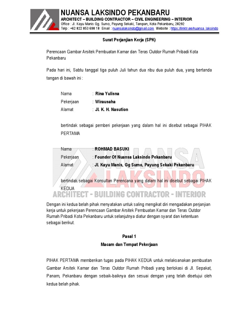 Spk-Kontrak Bu Rina | PDF