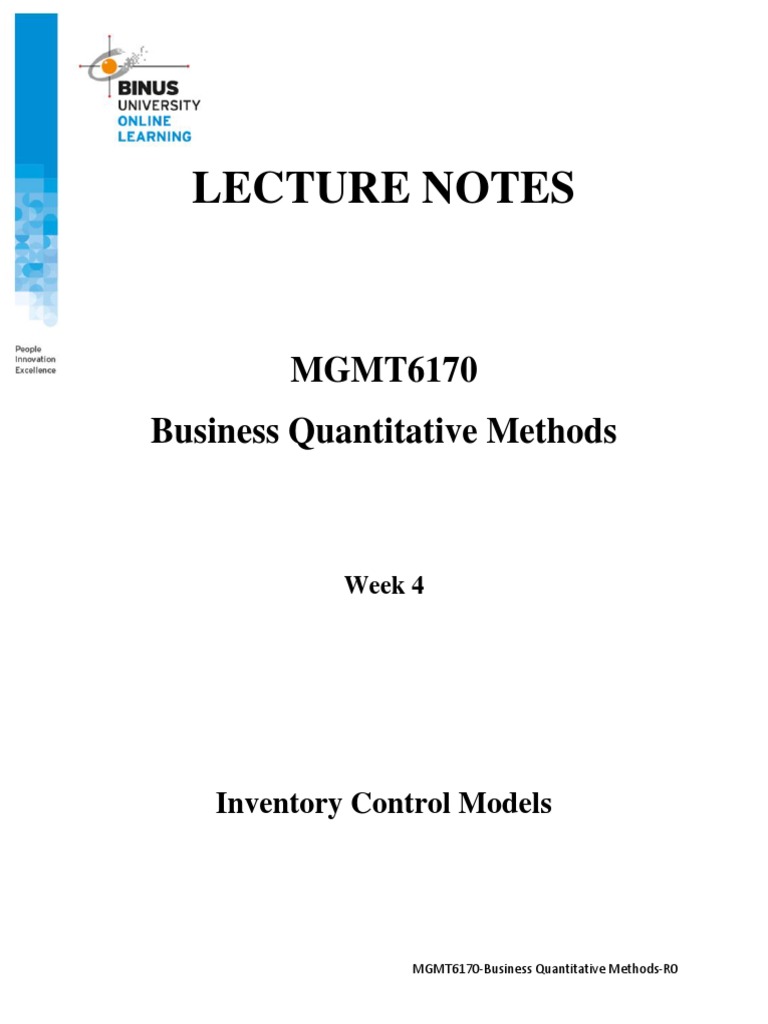 LN4-Inventory Control Models | PDF
