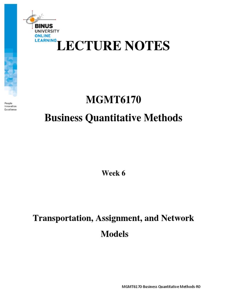 LN6-Transportation, Assignment, and Network | PDF