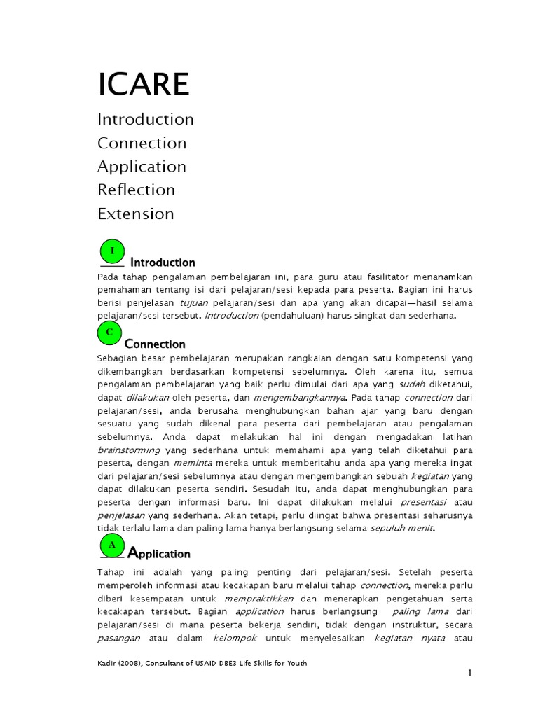 Sintaks - ICARE Dan Penjelasan | PDF | Karier & Perkembangan | Bisnis