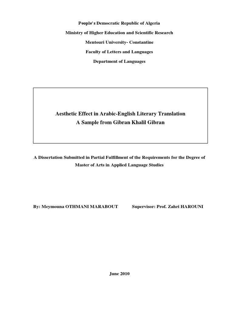 Aesthetic Effect in Arabic-English Literary Translation | PDF ...