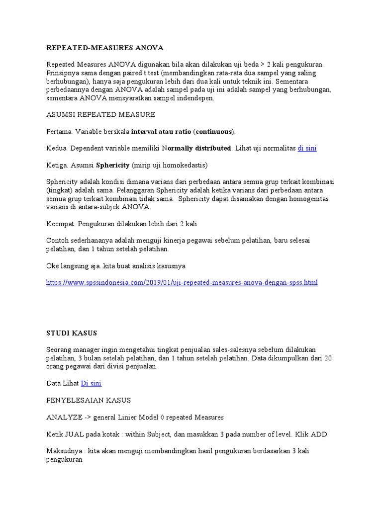 Repeated Anova | PDF | Metode & Bahan Ajar