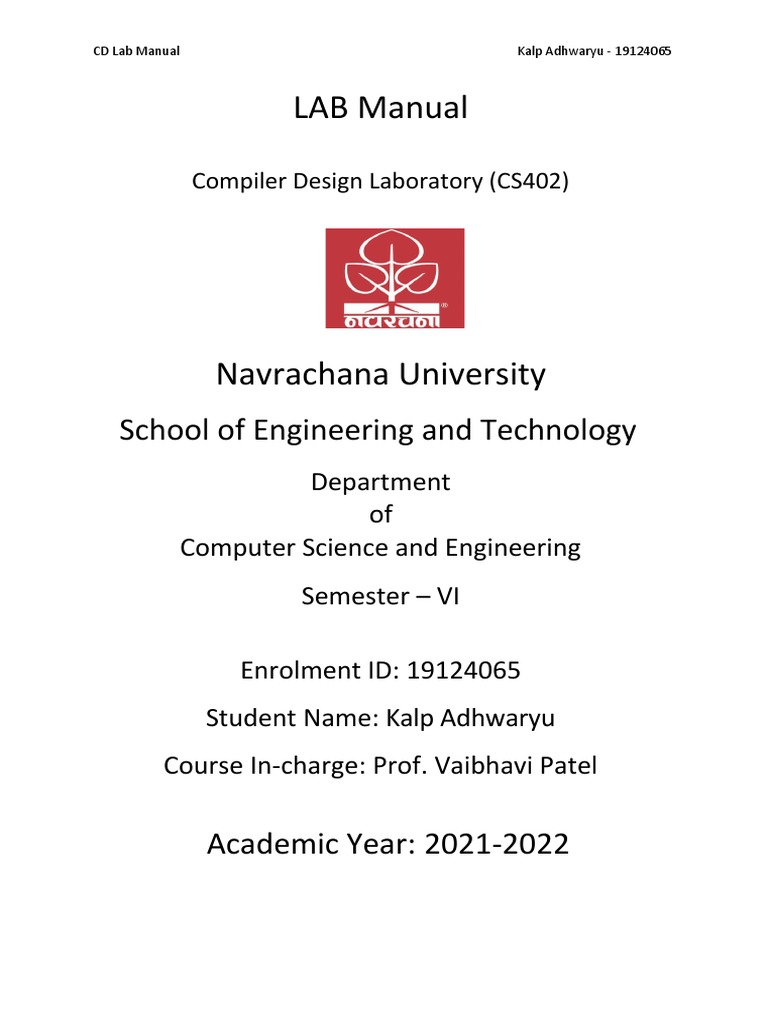 LAB Manual: School of Engineering and Technology | PDF | Parsing | Computer Program