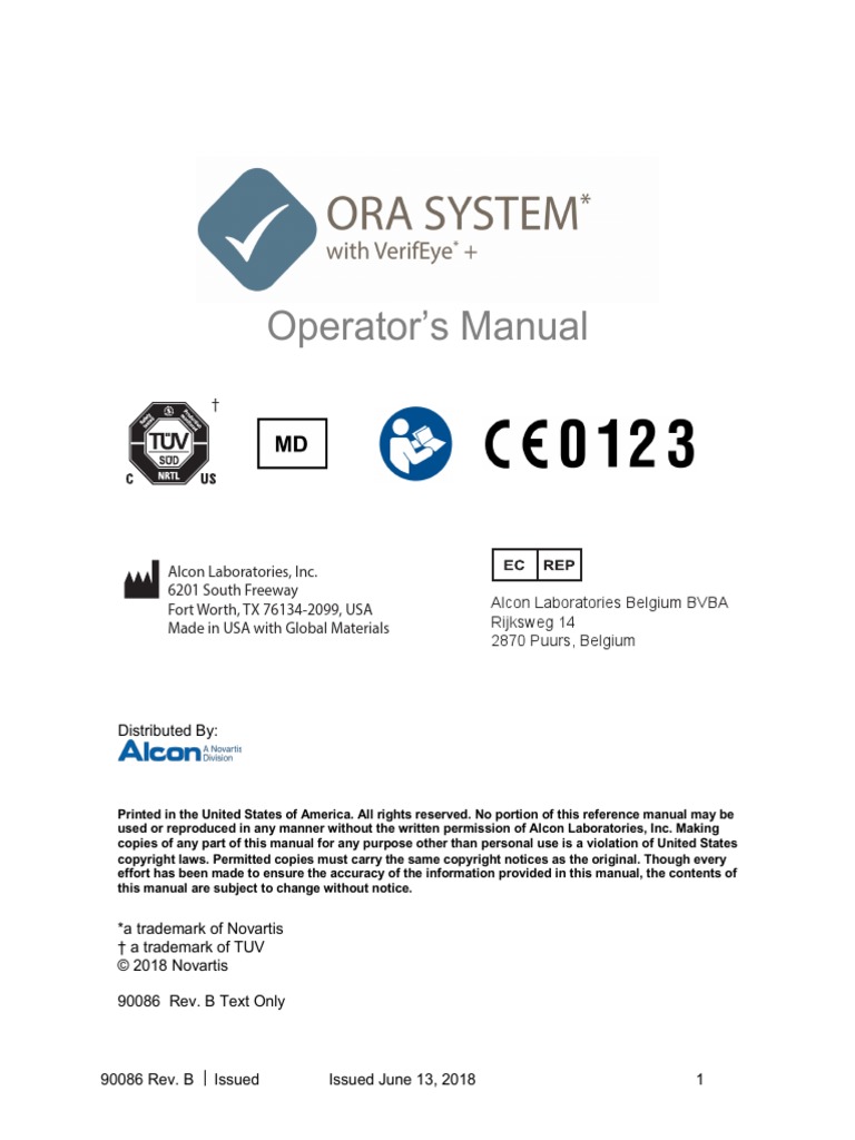 ORA System With VerifyEye Plus Operators Manual | PDF | Vision ...