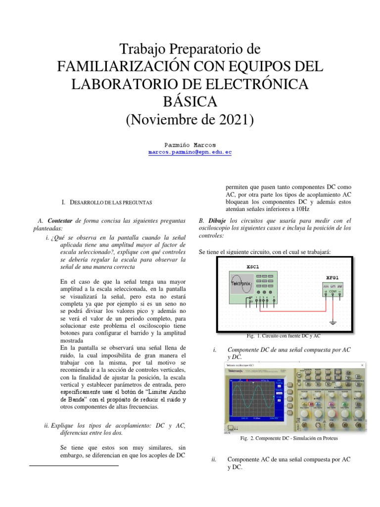 Simulación y análisis de señales eléctricas mediante equipos de laboratorio y software | PDF ...