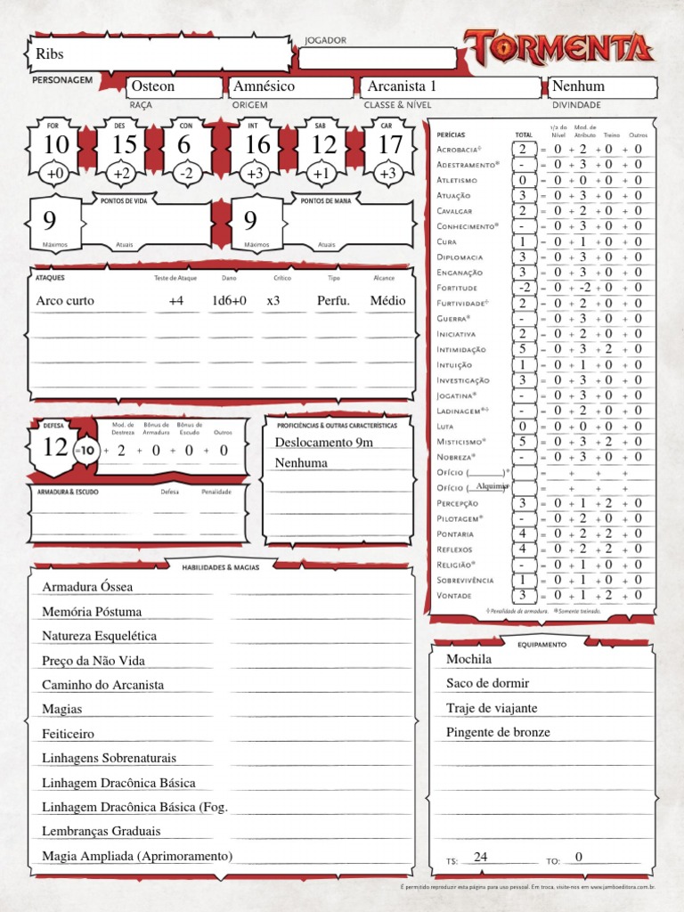 Ficha de Personagem RPG | PDF