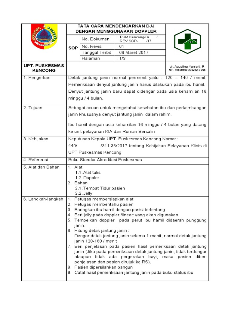 Sop Tata Cara Mendengarkan DJJ Dengan Menggunakan Dopler | PDF