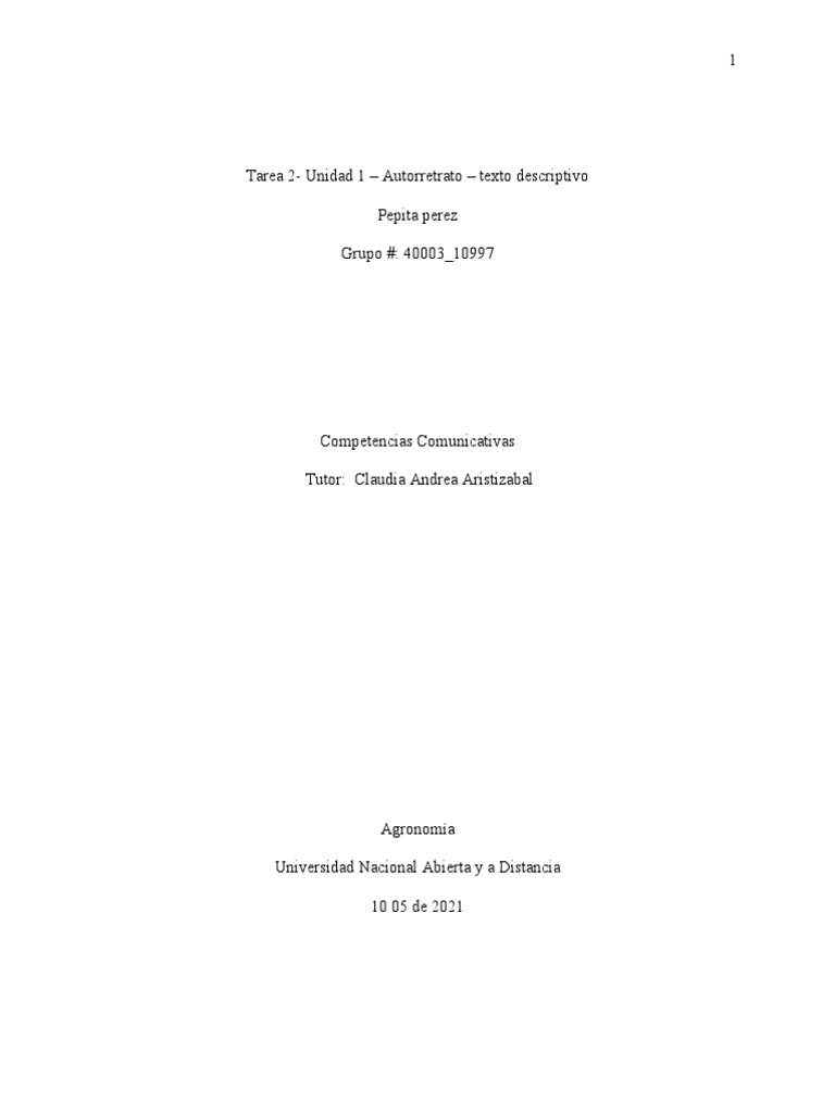 Autorretrato, Pepita Perez,40003_1097 Ejemplo Trabajo | PDF ...