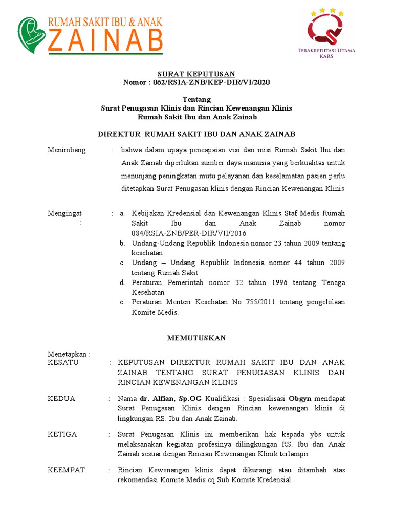 SPK Dan RKK Dokter Spesialis | PDF